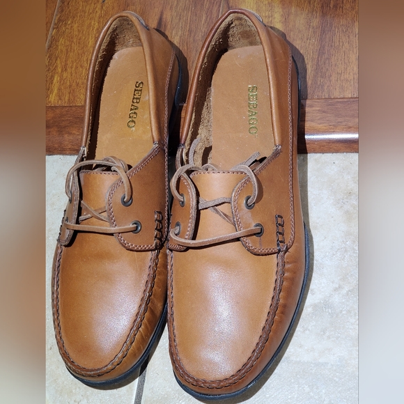 Sebago | Shoes | Sebago Womens Light Brown Leather Lace Up Boat Shoes ...